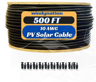 500 Foot Spool 10 Gauge 10 AWG Solar Panel Extension Cable Wire Black ...