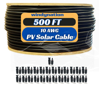 500 Foot Spool 10 Gauge 10 AWG Solar Panel Extension Cable Wire Black ...