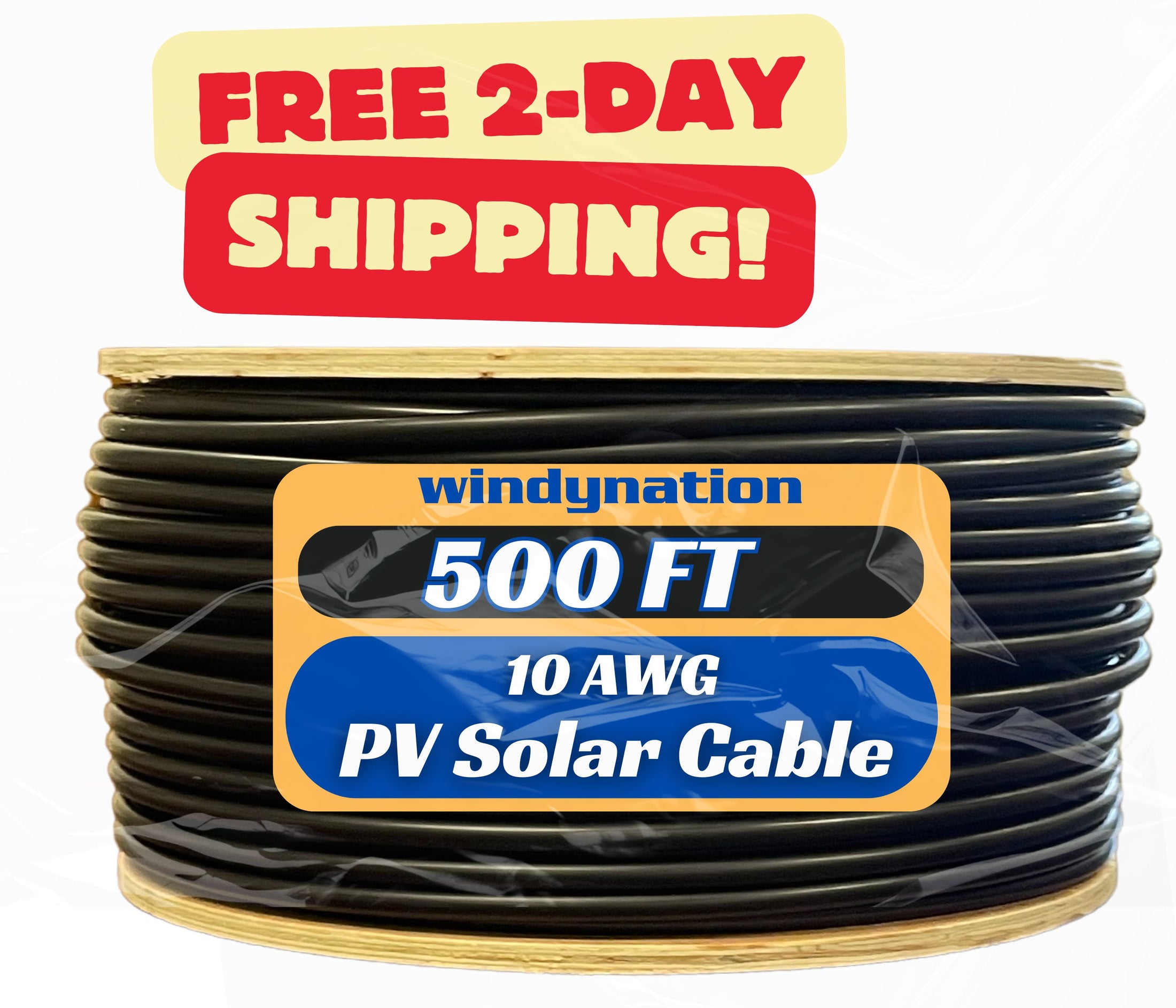 500 Foot Spool 10 Gauge 10 AWG Solar Panel Extension Cable Wire Black ...