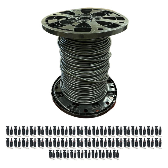 500 Foot Spool 10 Gauge 10 AWG Solar Panel Extension Cable Wire Black ...
