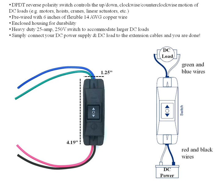 25A DPDT Forward Reverse Up Down Reverse Polarity Switch – Windy Nation Inc