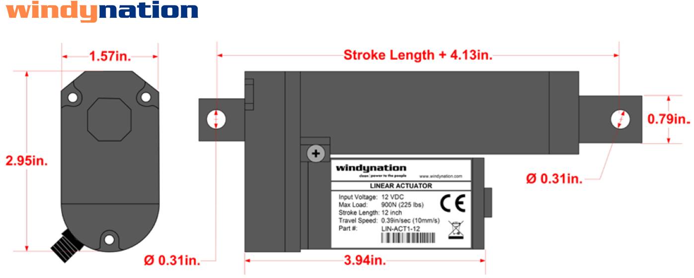 Linear Actuators - 2", 4", 6", 8", 12", 16", 20", 30" Stroke Lengths ...